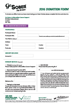Go Sober - Donation Forms