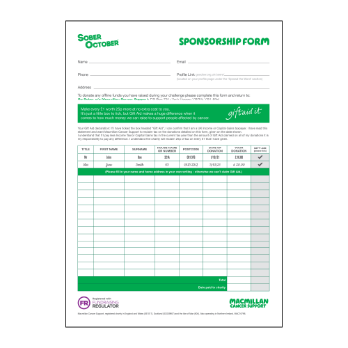 Macmillan Sponsor Form Printable - Printable Forms Free Online